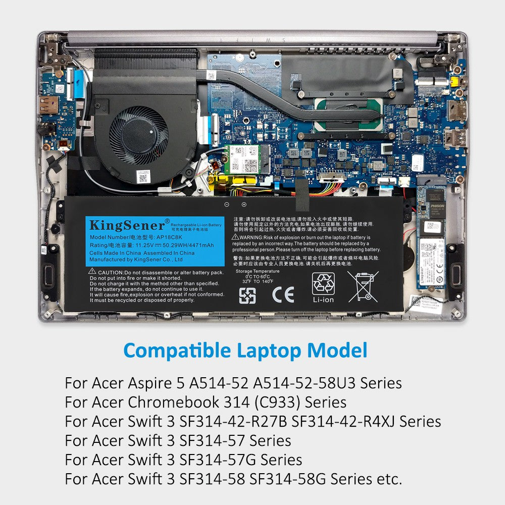 Kingsener AP18C8K Battery for Acer Aspire 5 / Swift 3 – 11.4V 4200mAh ...