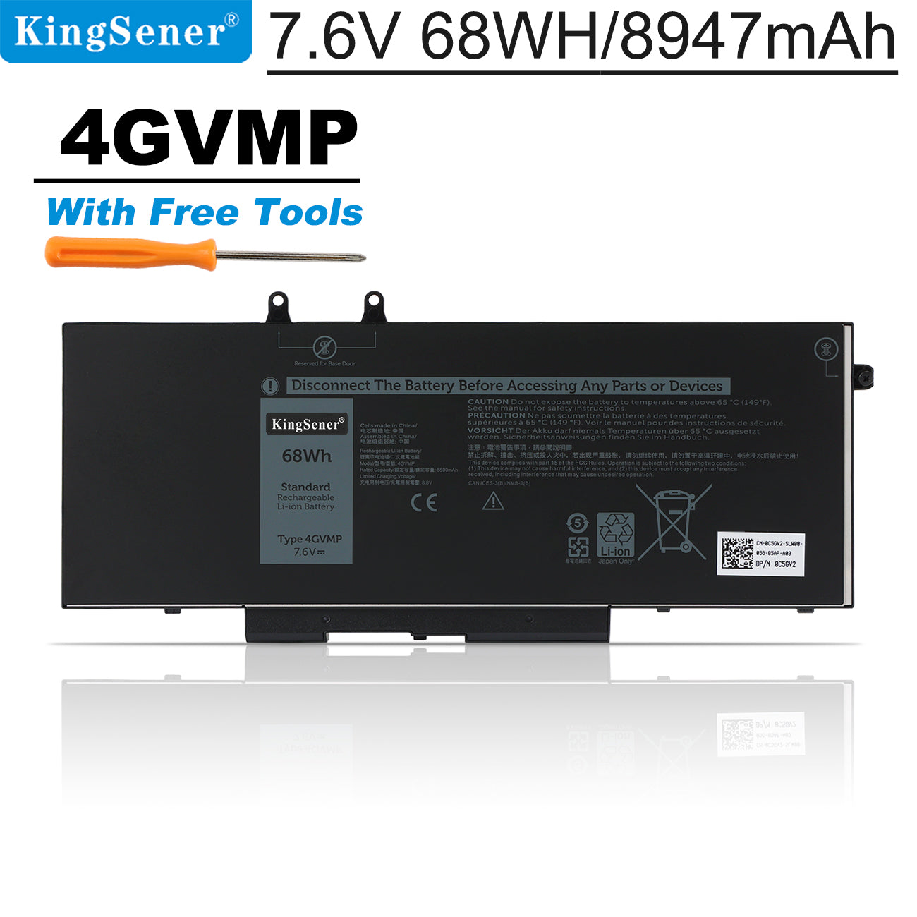 Kingsener 4GVNP R8D7N Laptop Battery For Dell Latitude 5400 5500 ...