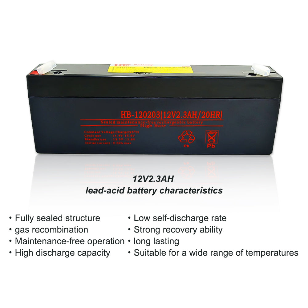 HB-120203 12V 2.3AH Plumbic Acid Storage Battery 20HR - BatteryMall.com