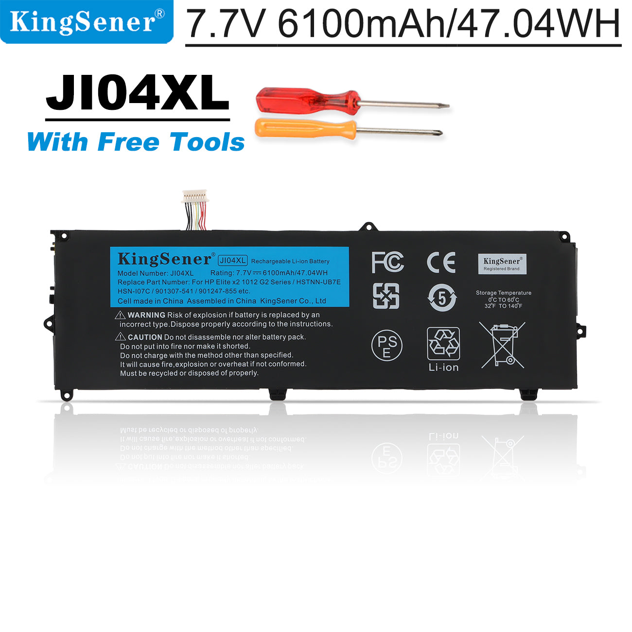 JI04XL Battery for HP Elite x2 1012 G2 47.04WH 7.7V Replacement ...
