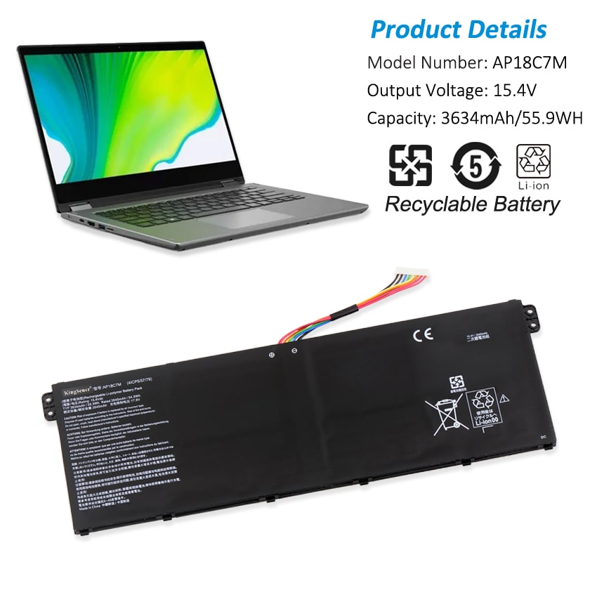 Kingsener AP18C7M Laptop Battery For ACER SP513-54N Swift 3 SF313-52 ...