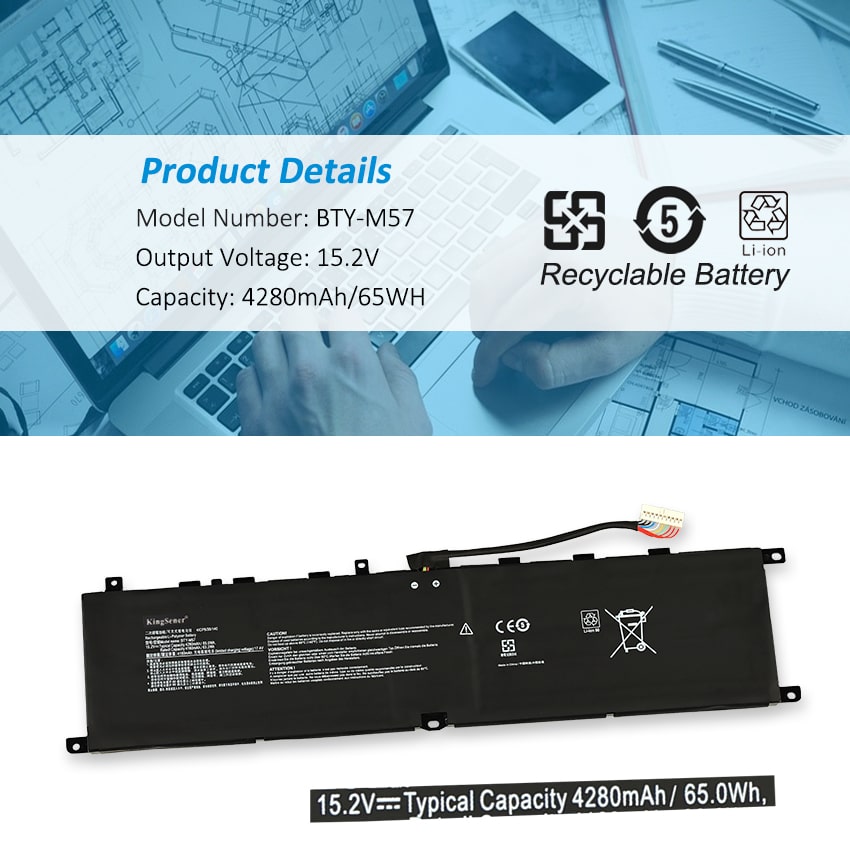 BTY-M57 65WH Laptop battery For MSI GP66 Leopard 10UG Series ...