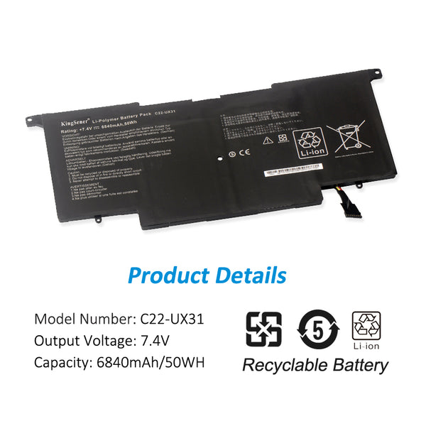 KingSener C22-UX31 Laptop Battery for ASUS Zenbook UX31 UX31A UX31E UX ...