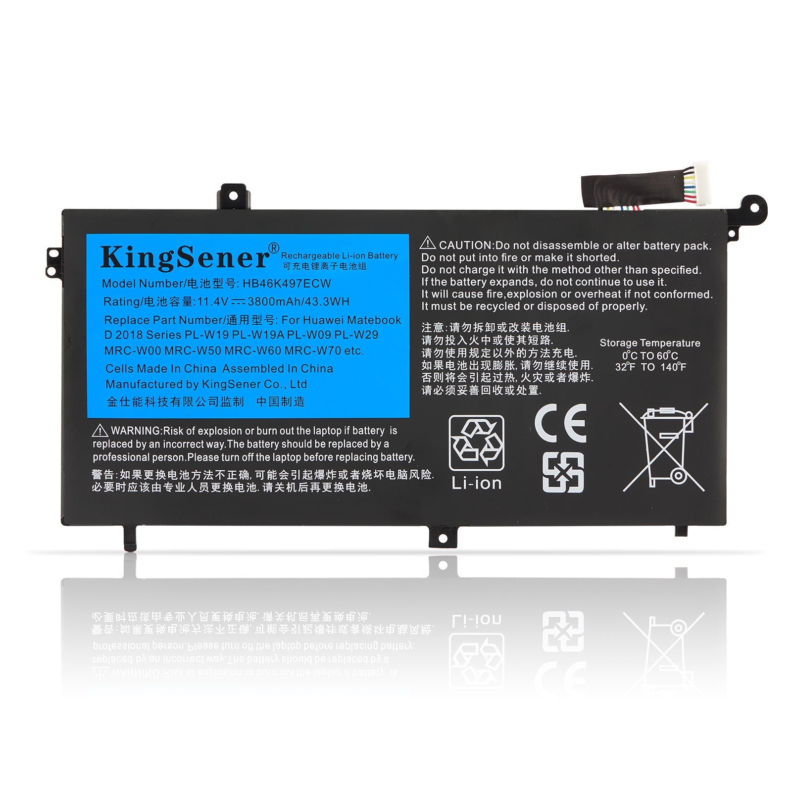 HB46K497ECW Laptop Battery For Huawei Matebook MRC-W60 3800mAh ...